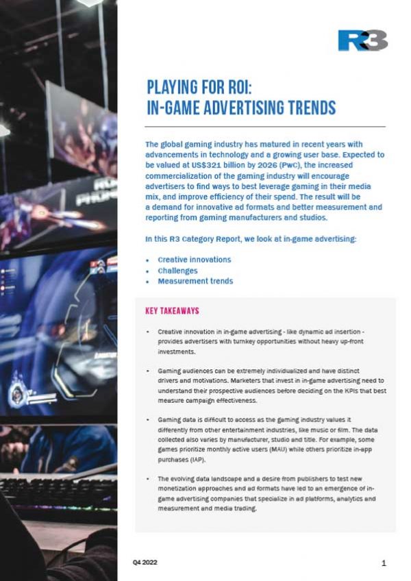 Playing for ROI: In-Game Advertising Trends - Reports & Insights - R3